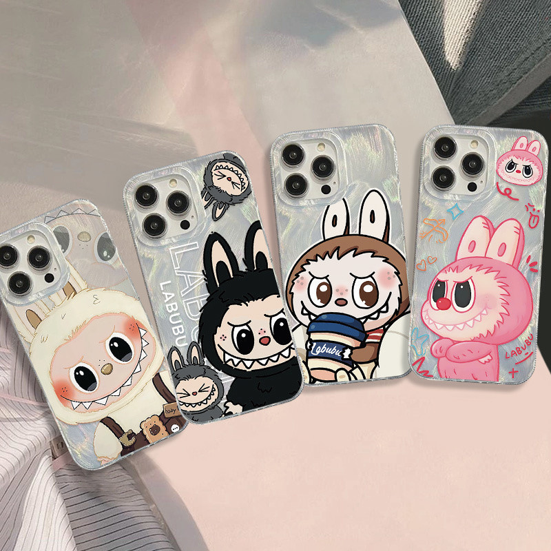 Cartoon Cute Graffiti Art Labubu Phone Case For iPhone 16 15 14 13 12 ...