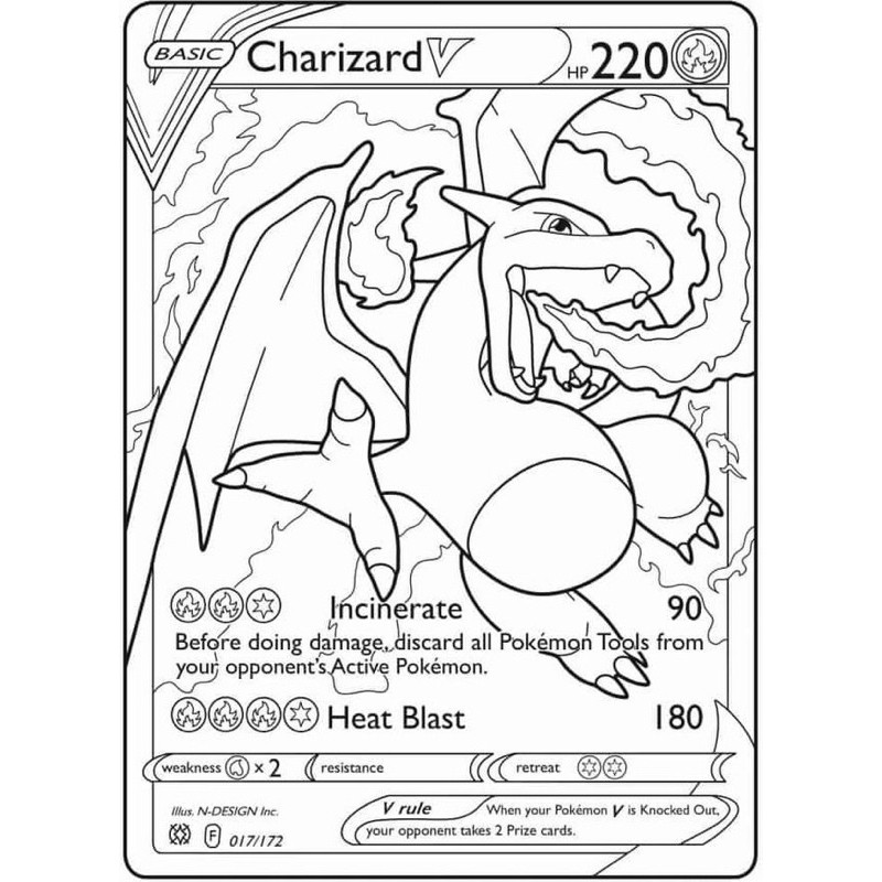 Pokemon Cards - Set of 40 A4 A5 Coloring Pages for Wax, Pencil ...