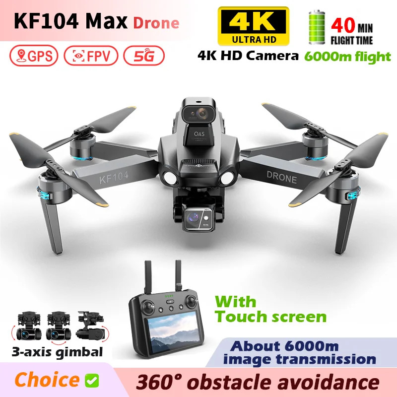 Upgraded KF104 MAX-2 GPS Brushless Obstacle Avoidance Drone Screen Control FPV UAV 3-Axis Gimbal ...