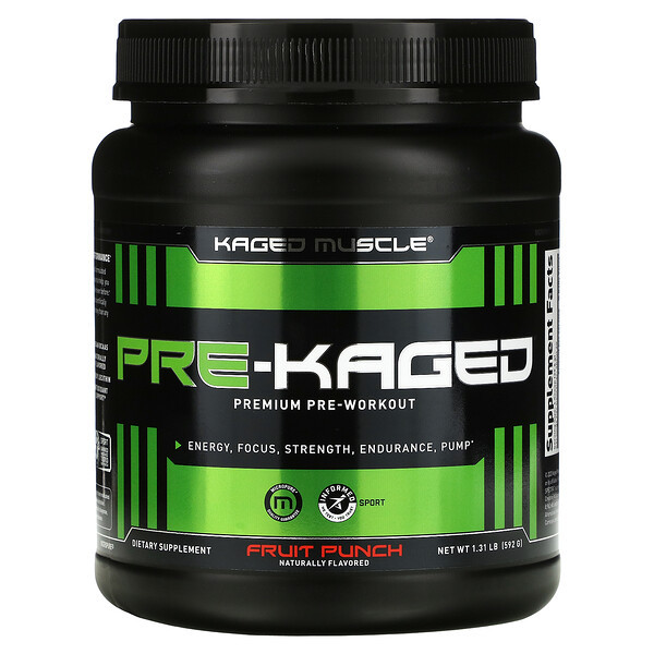 Kaged Muscle, PRE-KAGED, Premium Pre-Workout, Fruit Punch, 1.31 lb (592 ...