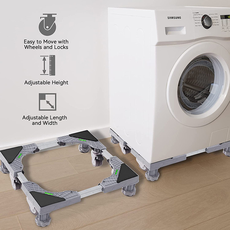 Washing Machine Fridge Stand Adjustable Base Movable Universal Wheels ...