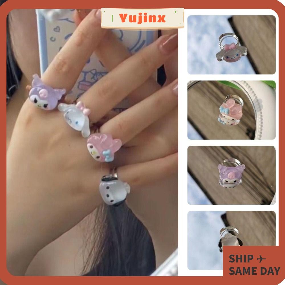 YUJINX Cute Doll Acrylic Ring, Hello Kitty Kawaii Cartoon Ring, Fashion ...