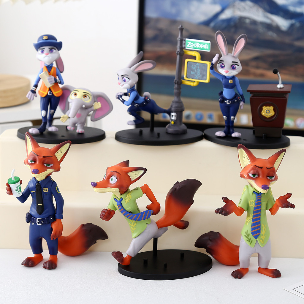 6Pcs/Set 12cm Cartoon Anime Zootopia Judy Hopps Rabbit Police Nick ...