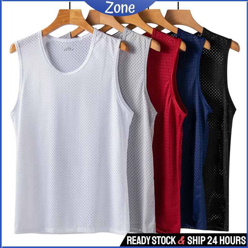 TS31 ZONE Men Ice Silk Vivid Microfiber Singlet Tank Top Sleeveless ...