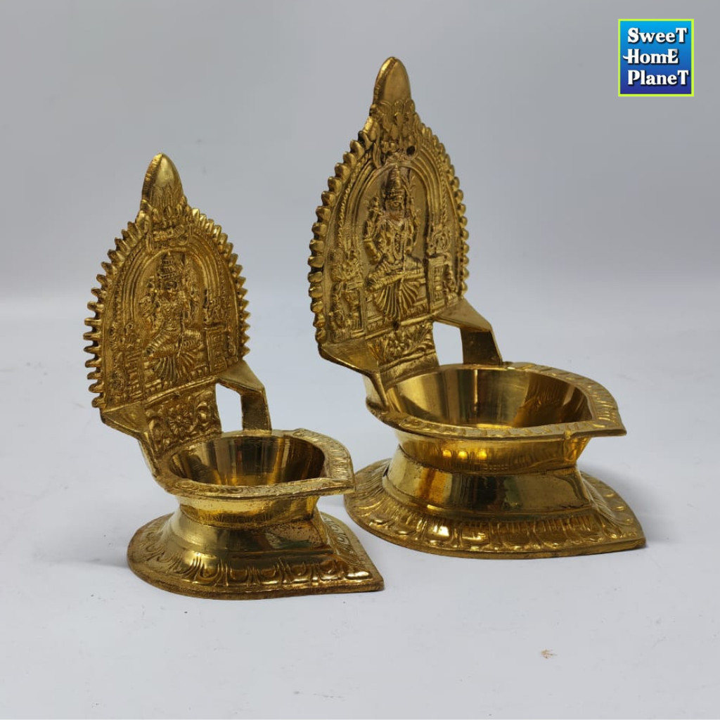Handcrafted Brass Kamachi Lamp – Pooja Kamachi Vilakku for Home Temple ...