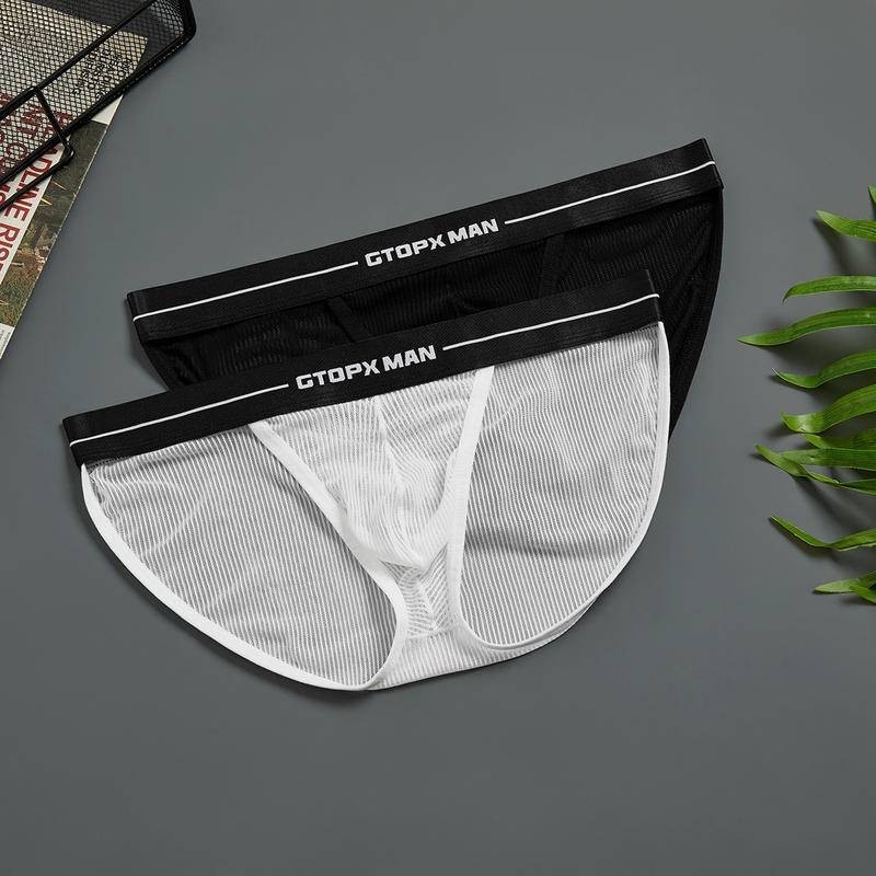 GTOPX MAN Men's Striped Briefs Ice Silk Transparent Briefs Sexy High ...