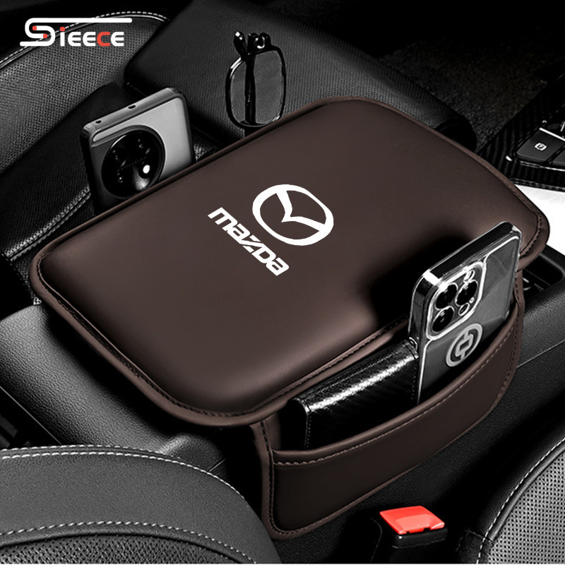 Sieece Leather Car Arm Rest Cushion Center Console Cover Car Interior ...