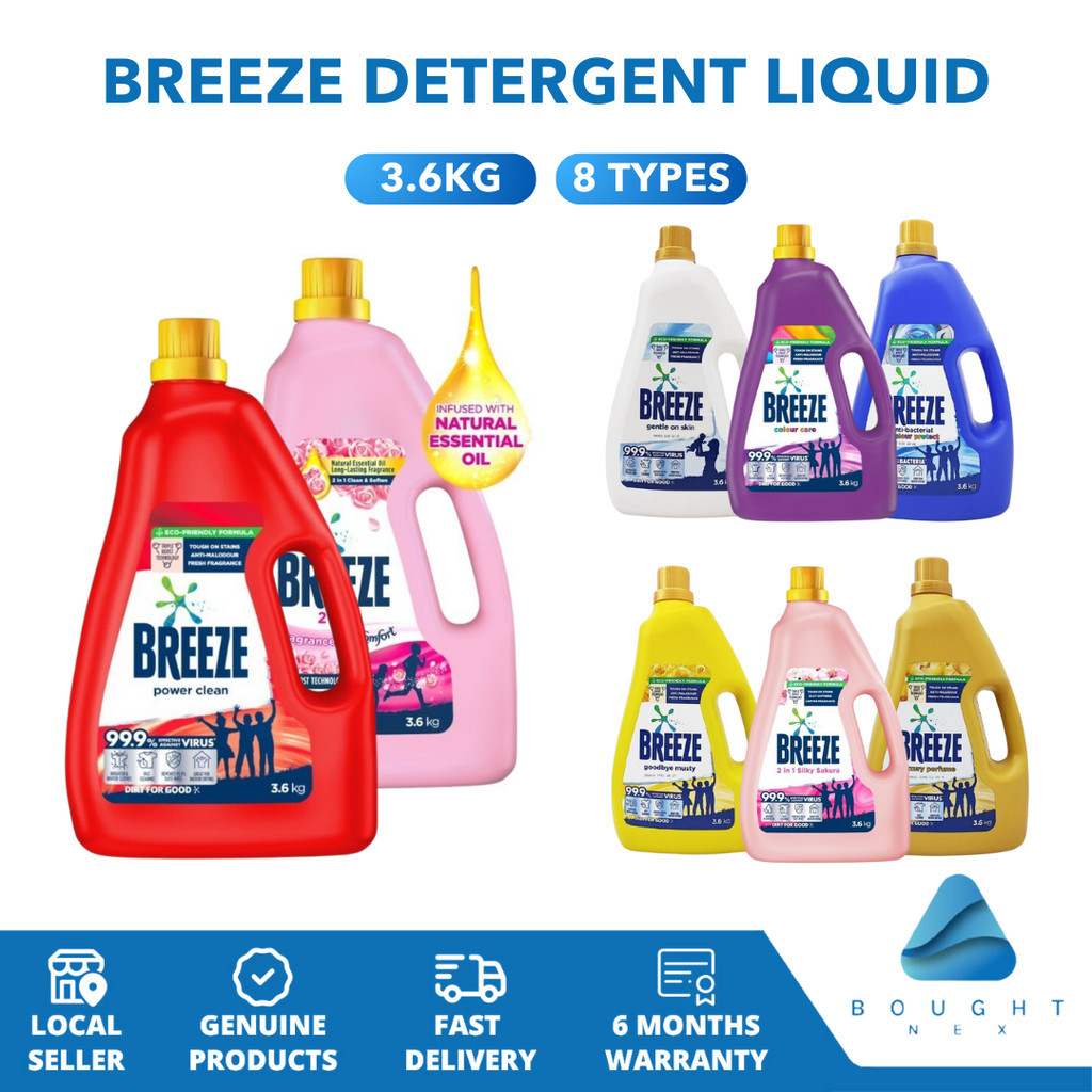 Breeze Detergent Liquid 3.6kg - Fragrance of Comfort, Power Clean ...