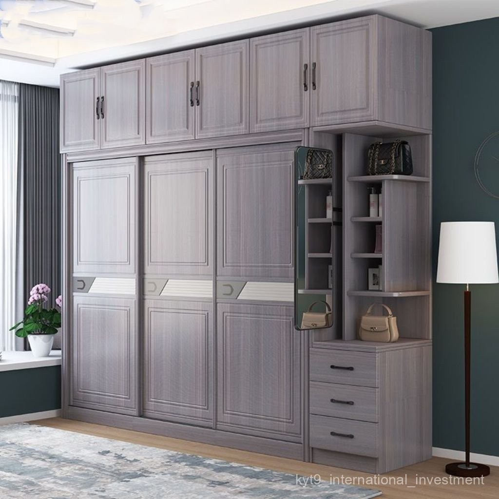 Solid Wood Wardrobe Home Bedroom Sliding Door Wardrobe Modern ...