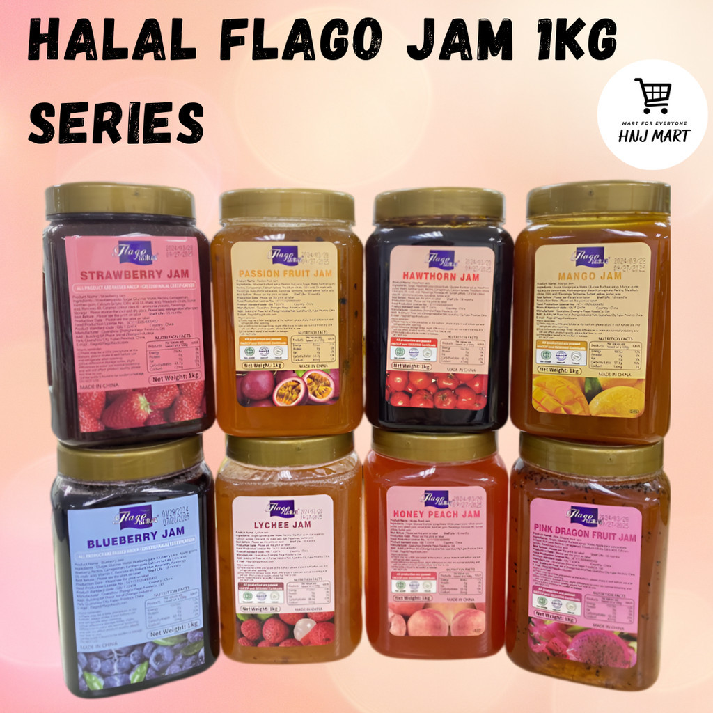 Halal Flago Fruit Jam 1kg Jem Hawthorn Dragon Fruit Mango Passion Fruit ...