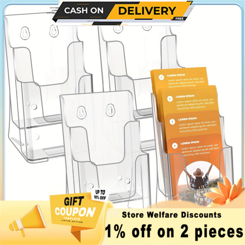 Clear Acrylic Display Rack 2 Tier Information Shelf Brochure Leaflet ...