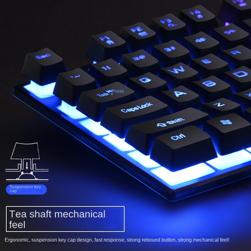 Backlight Mouse Keyboard Wired Gaming Keyboard Luminous Mechanical Feel ...