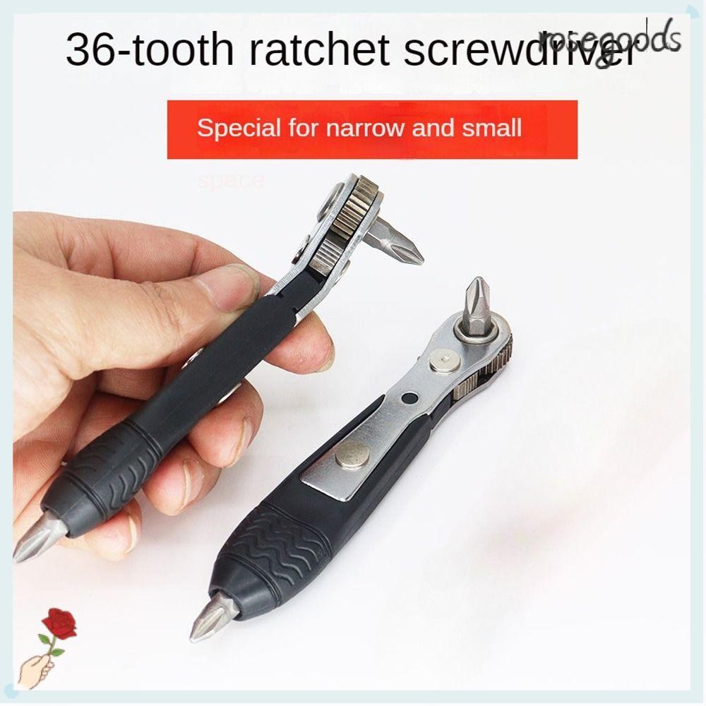 ROSEGOODS1 Two-way Screwdriver, with Batch Socket 36-tooth Ratchet ...
