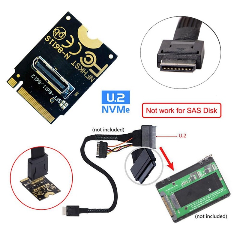 2230 NVMe M.2 Male to Oculink SFF-8612 SFF-8611 PCI-E4.0 67 Pin Female ...