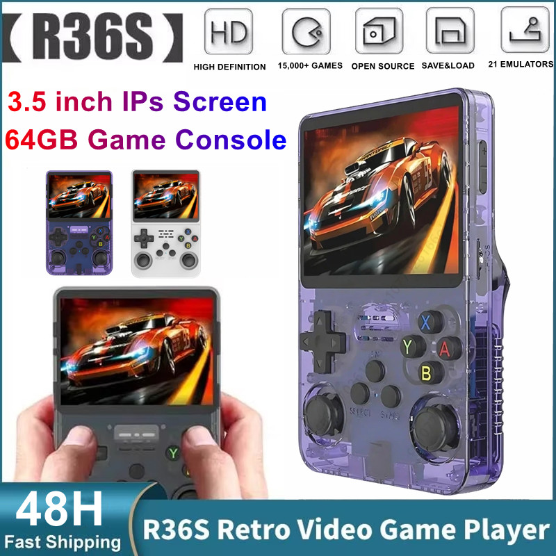 R36S Portable Retro Handheld Video Game ux System 3.5 Inch 64GB Gaming Console | Shopee Singapore