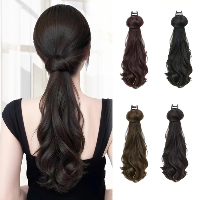 45CM ponytail wig Long curly hair Hair extension Wig for woman Grasp ...