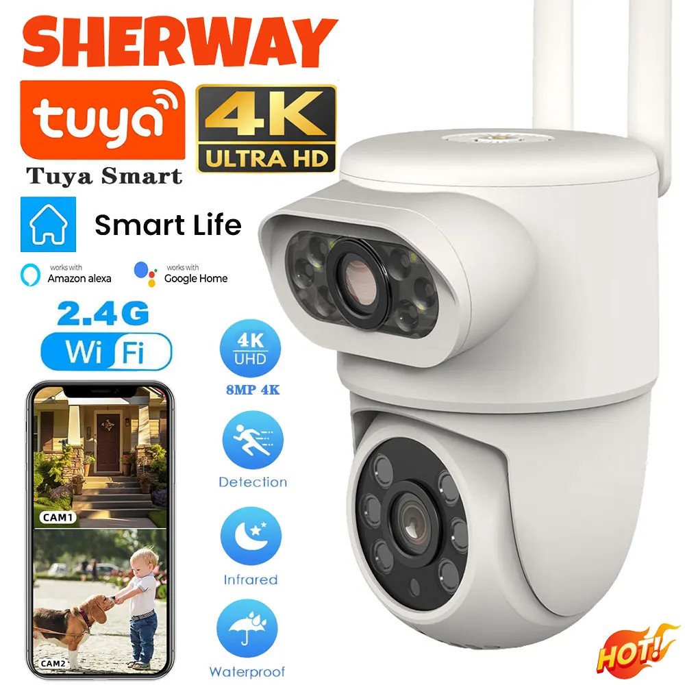 Best Value Tuya Dual Lens Wifi Camera Outdoor Security 4mp Hd Dual ...