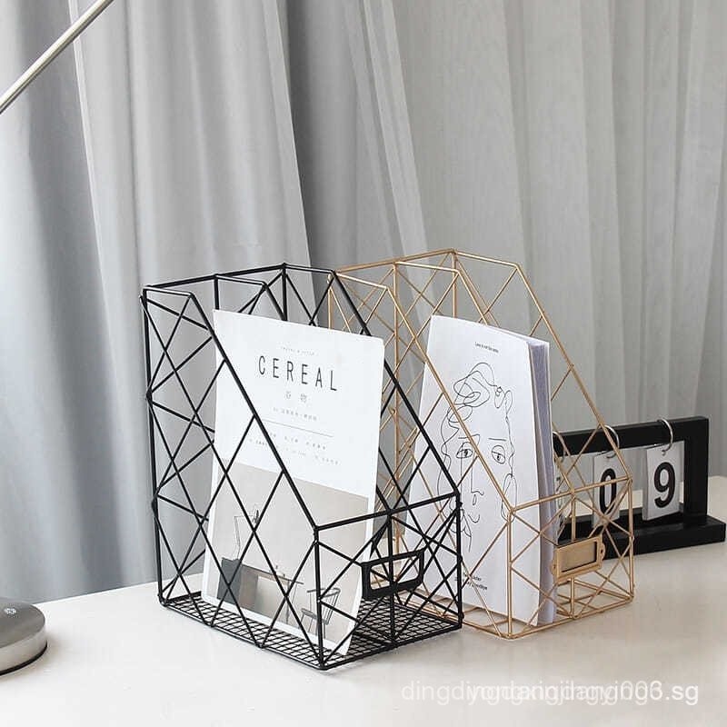 ins Nordic Metal File Holder Data Frame Office Desktop Bookshelf Book ...