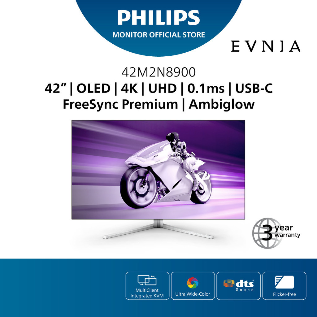 Evnia 42M2N8900 42" OLED 4K UHD AMD FreeSync™ Premium Pro Ambiglow Gaming Monitor with DTS Sound ...