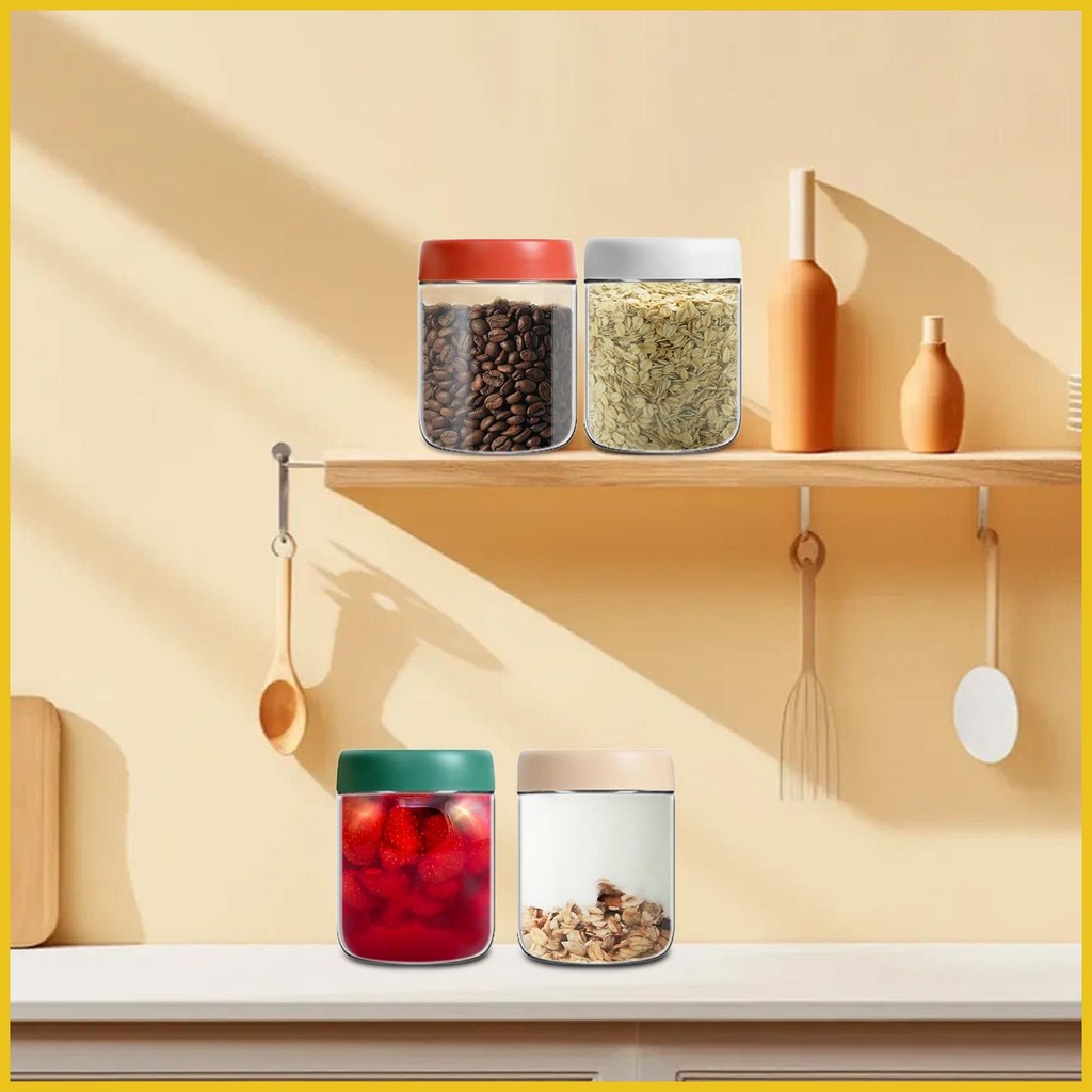 Airtight Glass Jars Stackable Glass Pantry Jars Kitchen Food Storage ...