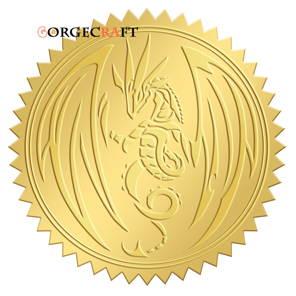 25Sheet 100PCS Gold Foil Stickers Embossed Certificate Seals Self ...