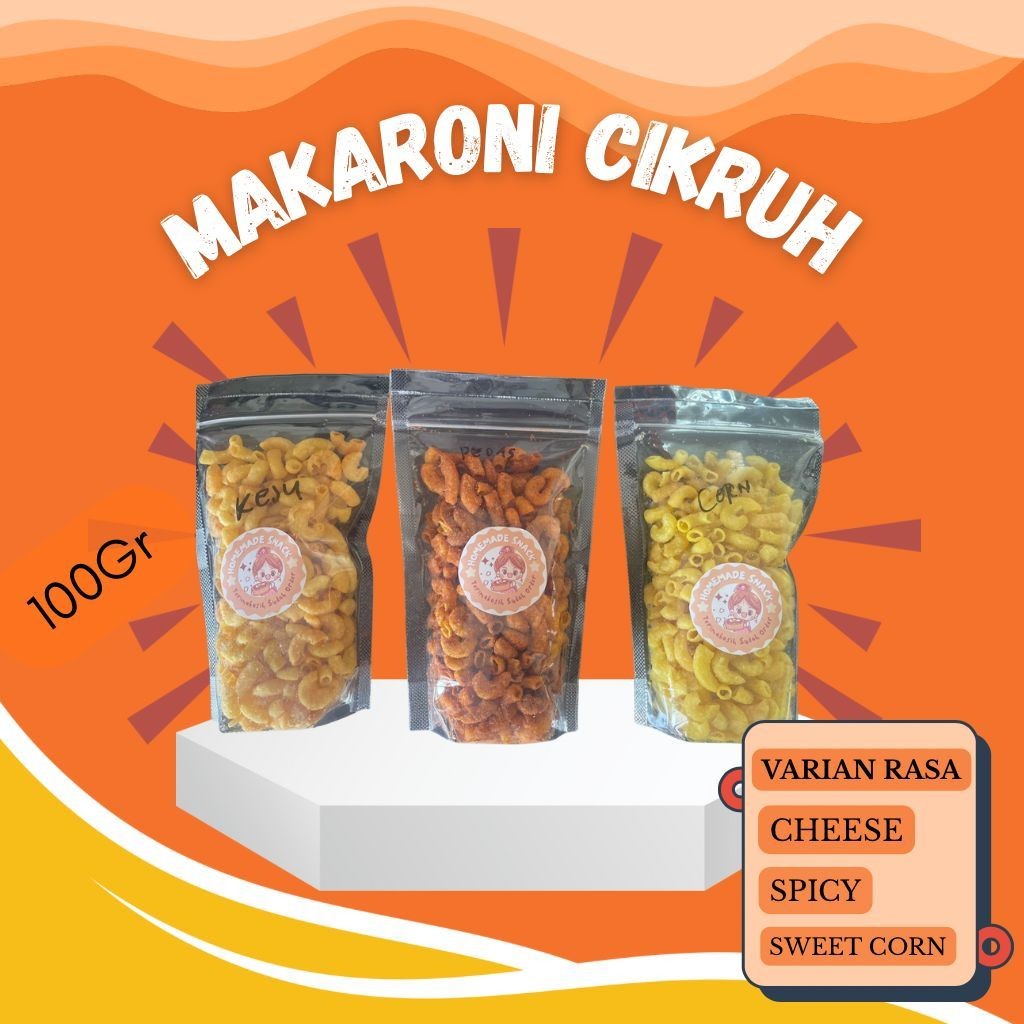 HOMEMADE KRIUK CIKRUH MACARONI 100GRAM VARIANT CHEESE, SPICY, SWEET ...