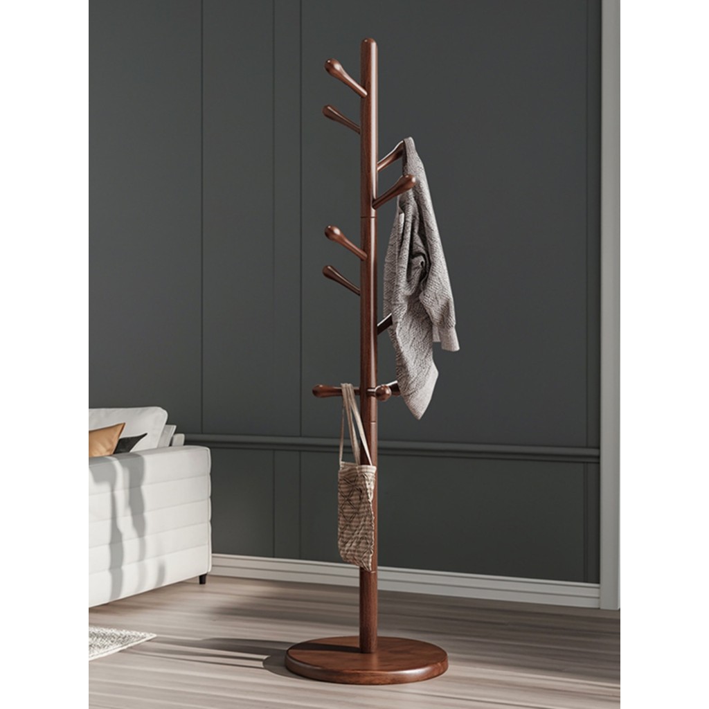 [48H Shipping] Solid Wood Floor-standing Clothes Rack Office Clothes ...