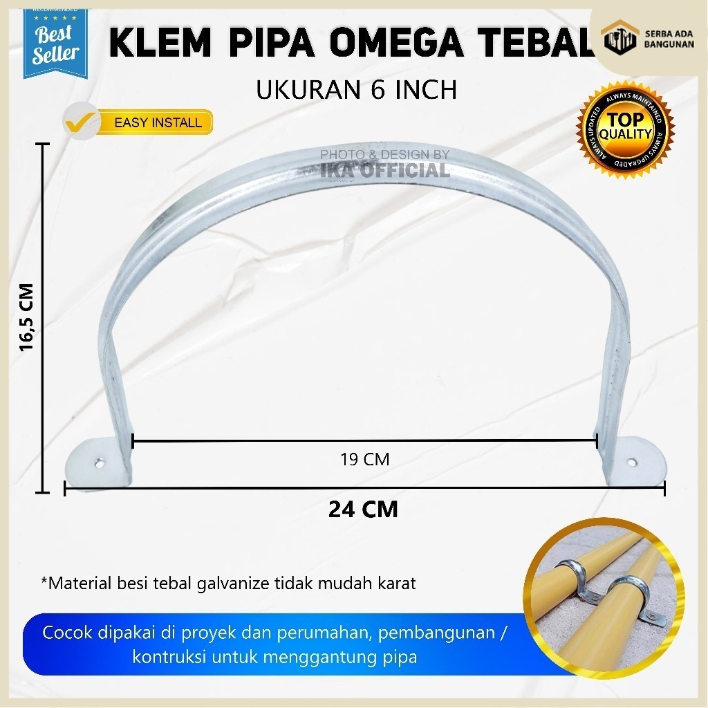 SAB wall clamp 6 in flexible ducting omega clamp 6 inch pipe clamp 6 ...