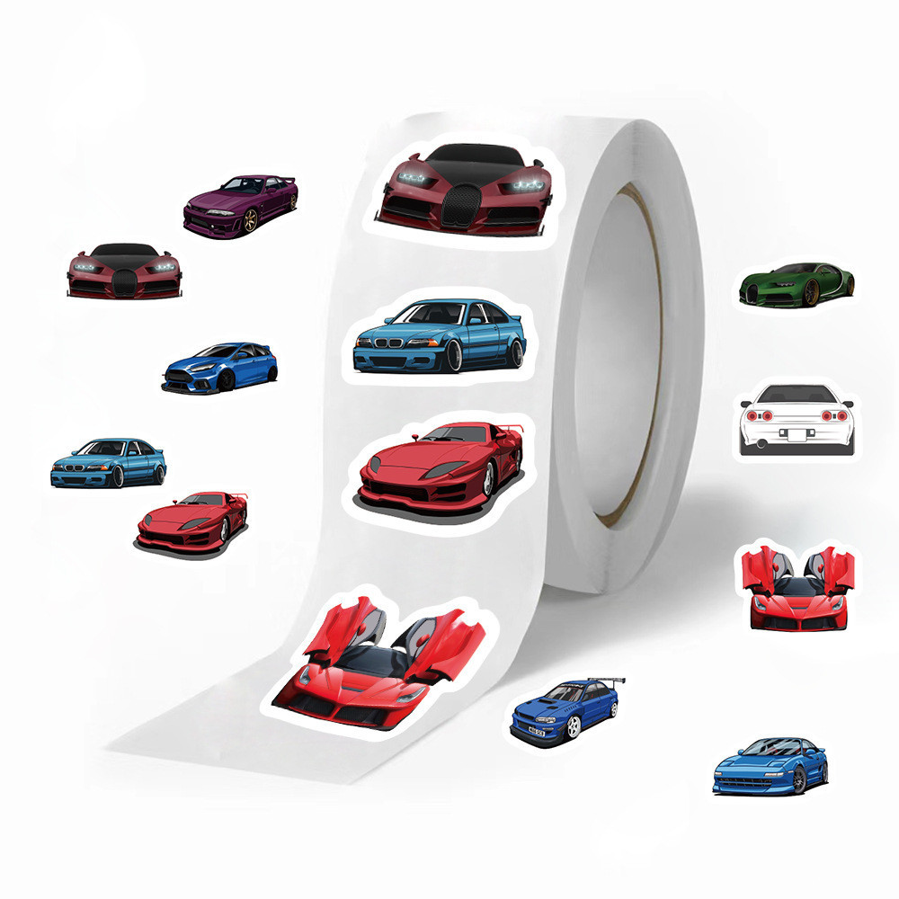500 pcs 10 images Super Cars, Sports Cars Stickers Roll/Stickers Tape ...