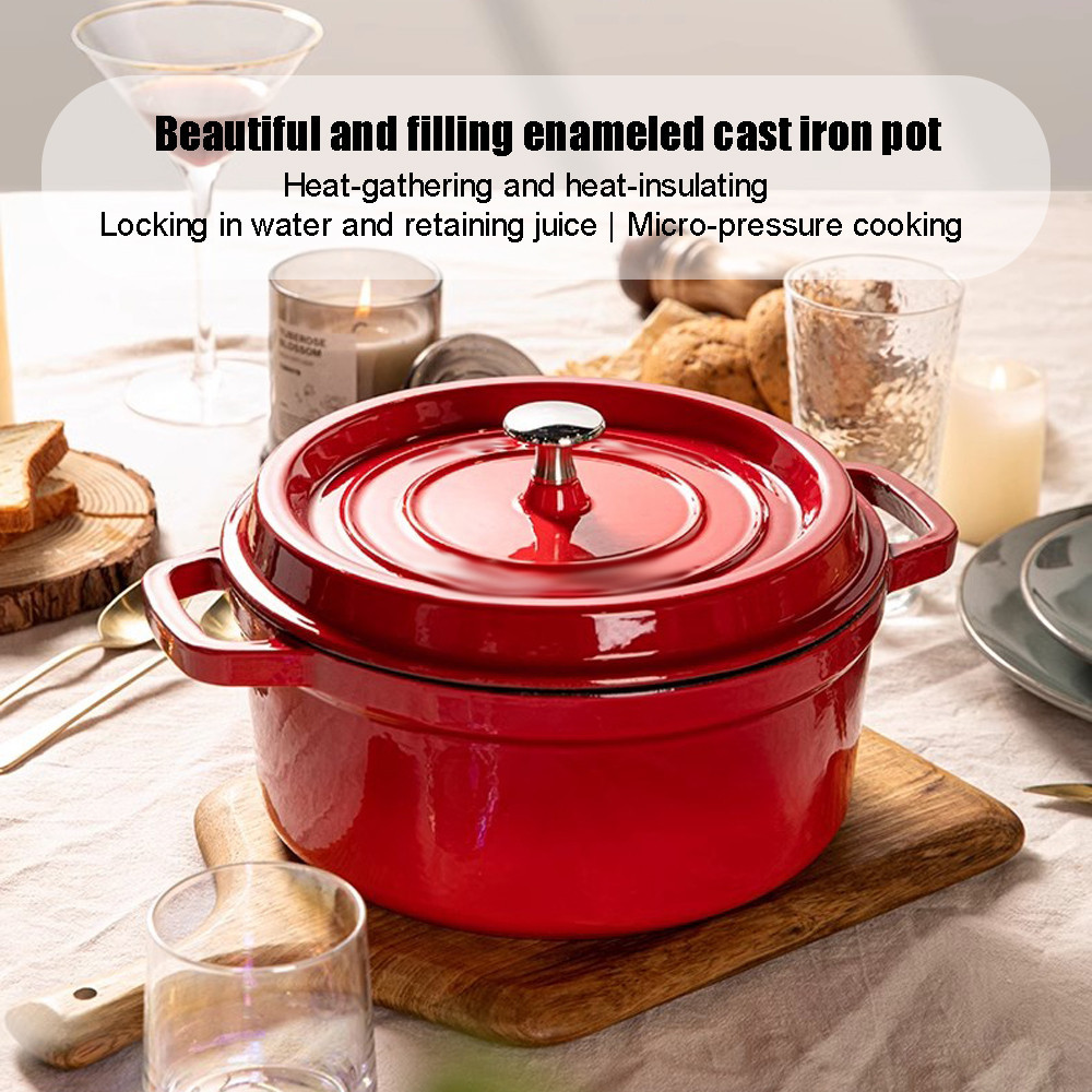 Enamel cast iron pan 20/24/28cm three types for induction cooker ...