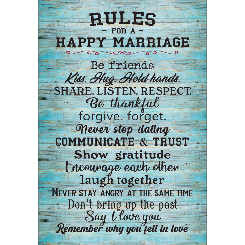 Marriage Rules Rules For a Happy Marriage Canvasen Wall Decor Wedding ...