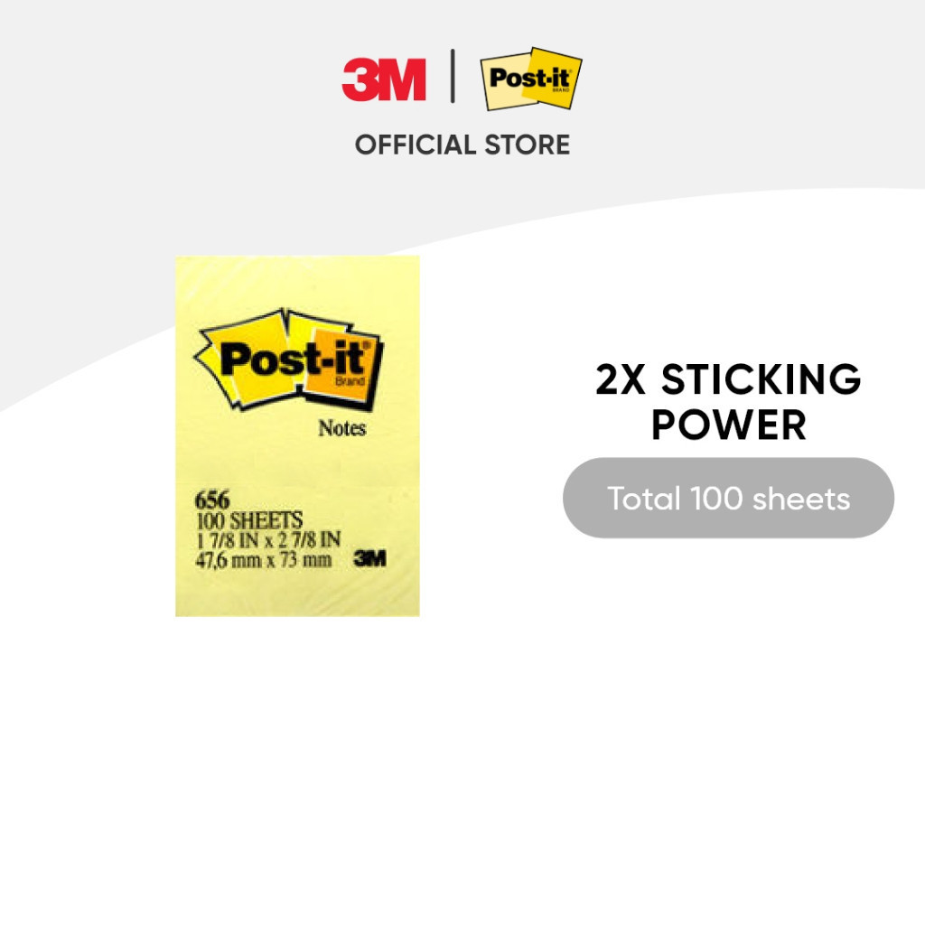 3M™ Post-it® Sticky Notes, 656, 100 sheets/pack, 51 x 76 mm, Canary ...