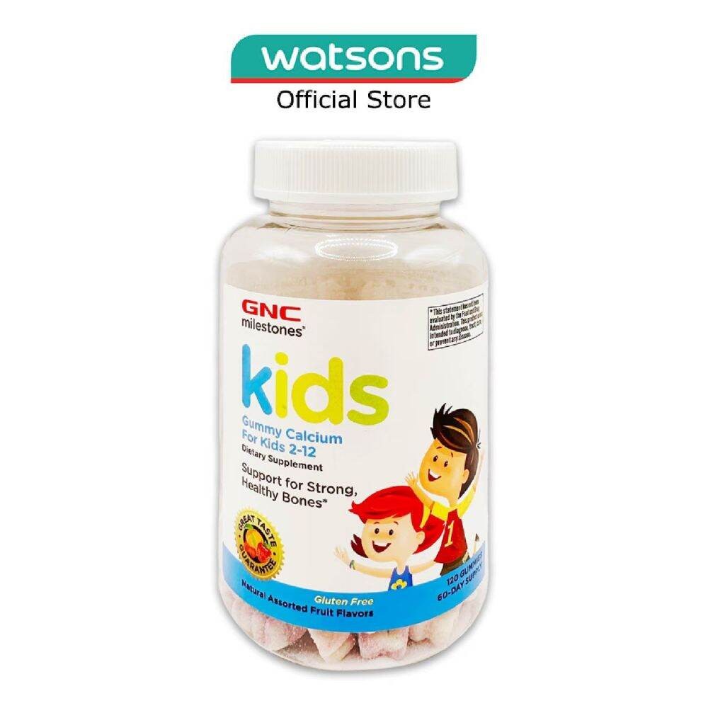 GNC Milestones Kids 2-12 Gummy Calcium Natural Assorted Fruit Flavors ...