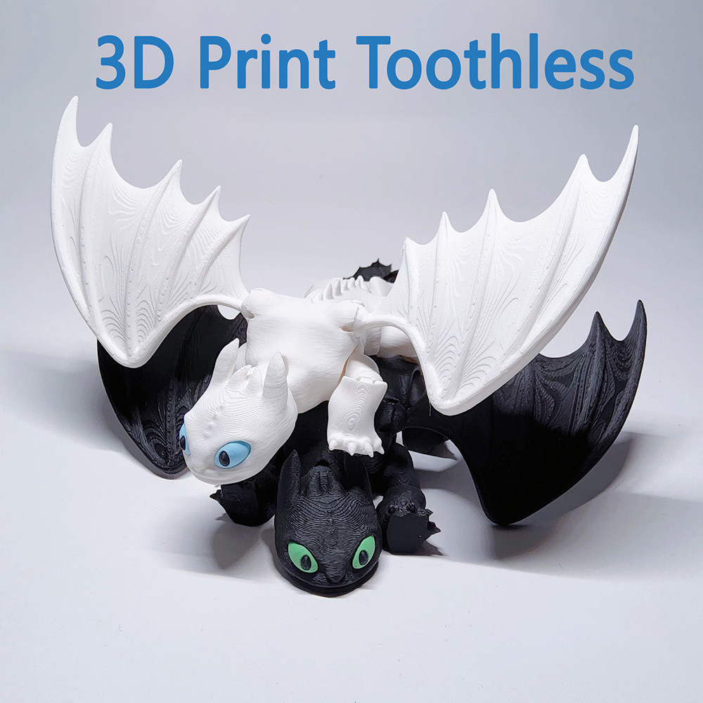 Anime Toothless Dragon Figure How Train Your Dragon 3D Printed Movable ...