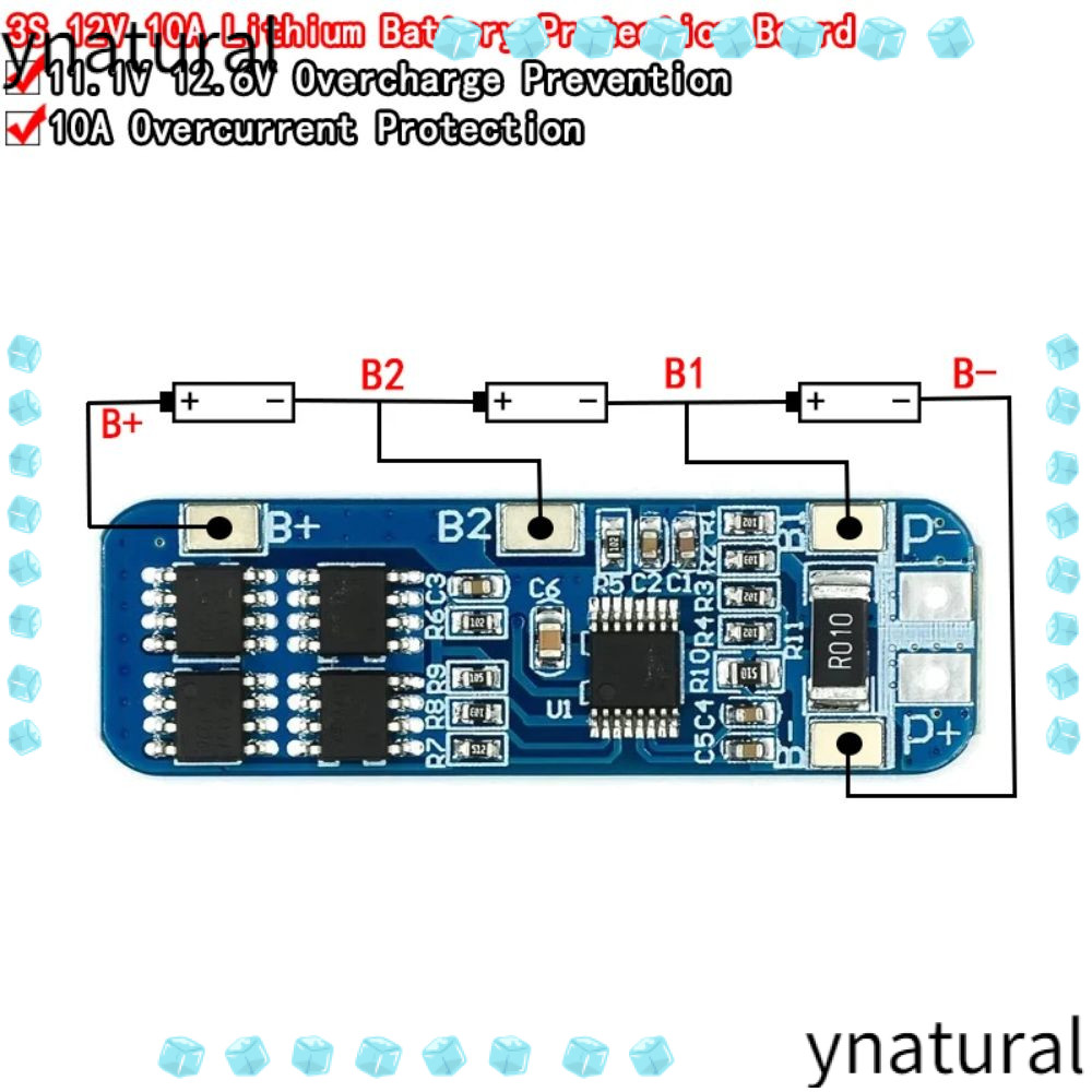 YNATURAL Circuit Board, 10A 11.1V 12V 12.6V Overcurrent Protection ...