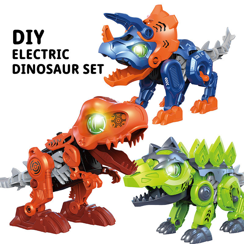 DIY Building Electric Assembly Kit Stegosaurus, Triceratops, T-Rex ...