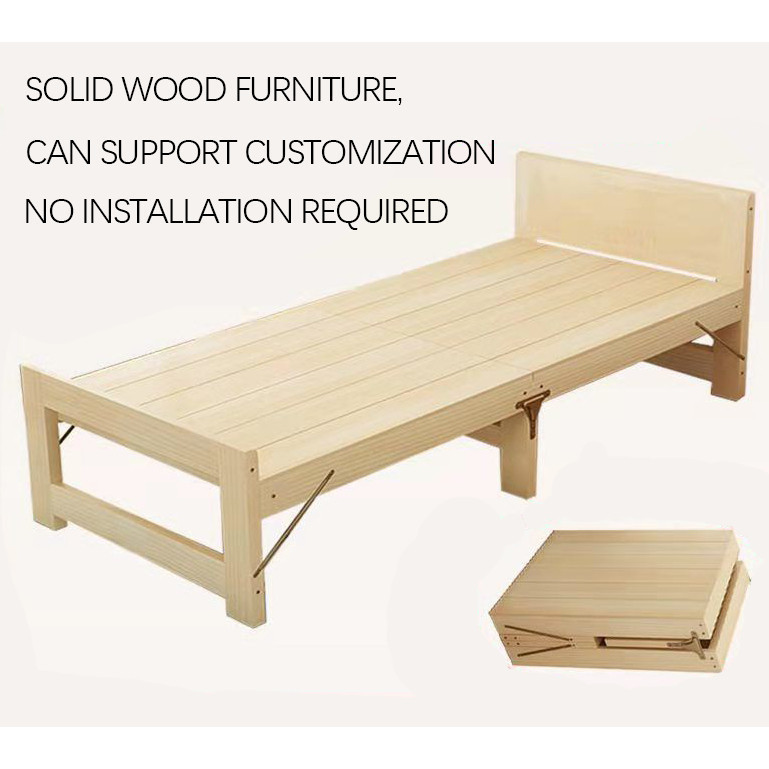 Solid Wood Foldable Bed Single Bed Frame 180cm Long Other Sizes Can Be ...