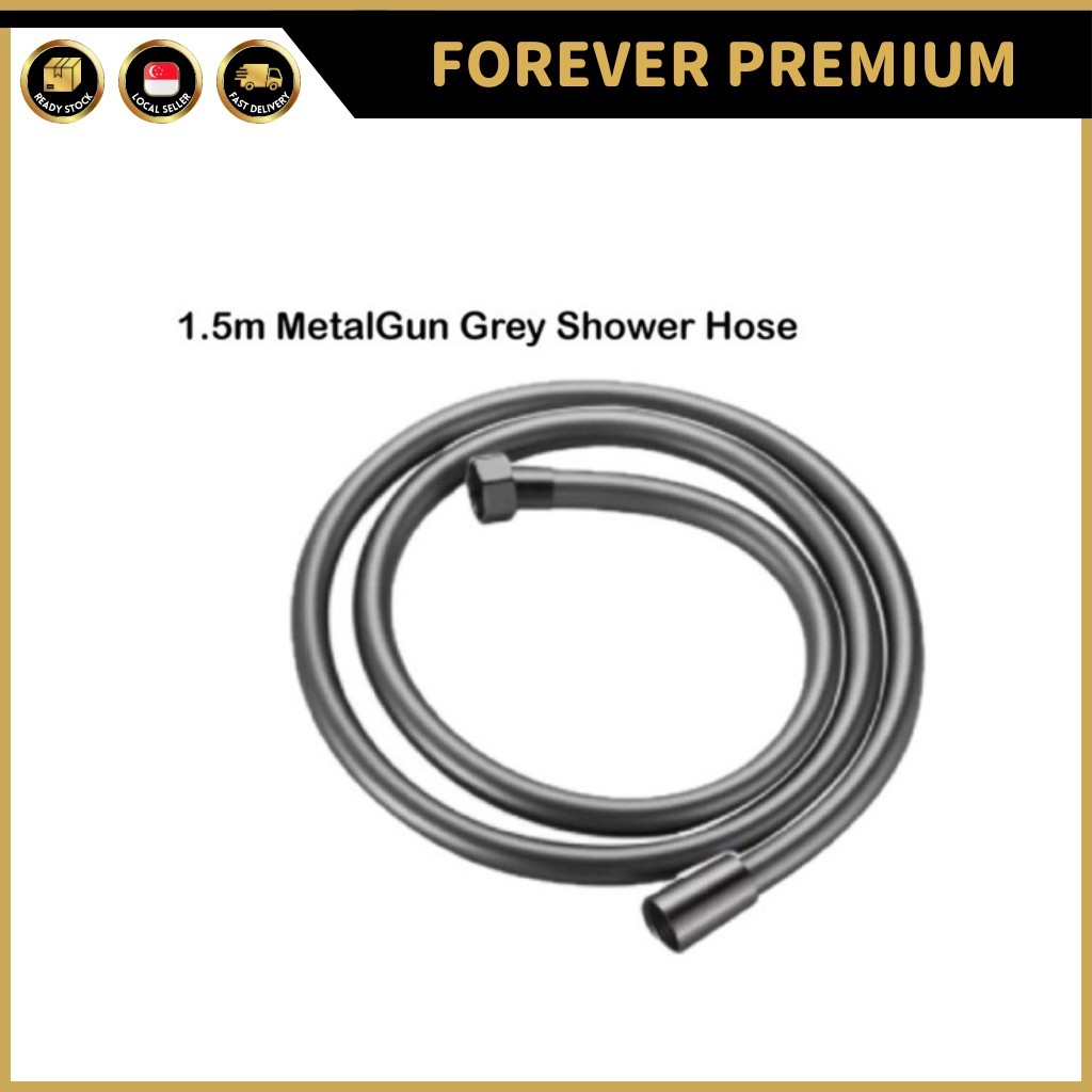 (FOREVER PREMIUM) 1.5m MetalGun Grey Shower head Biget Hose Bathroom ...