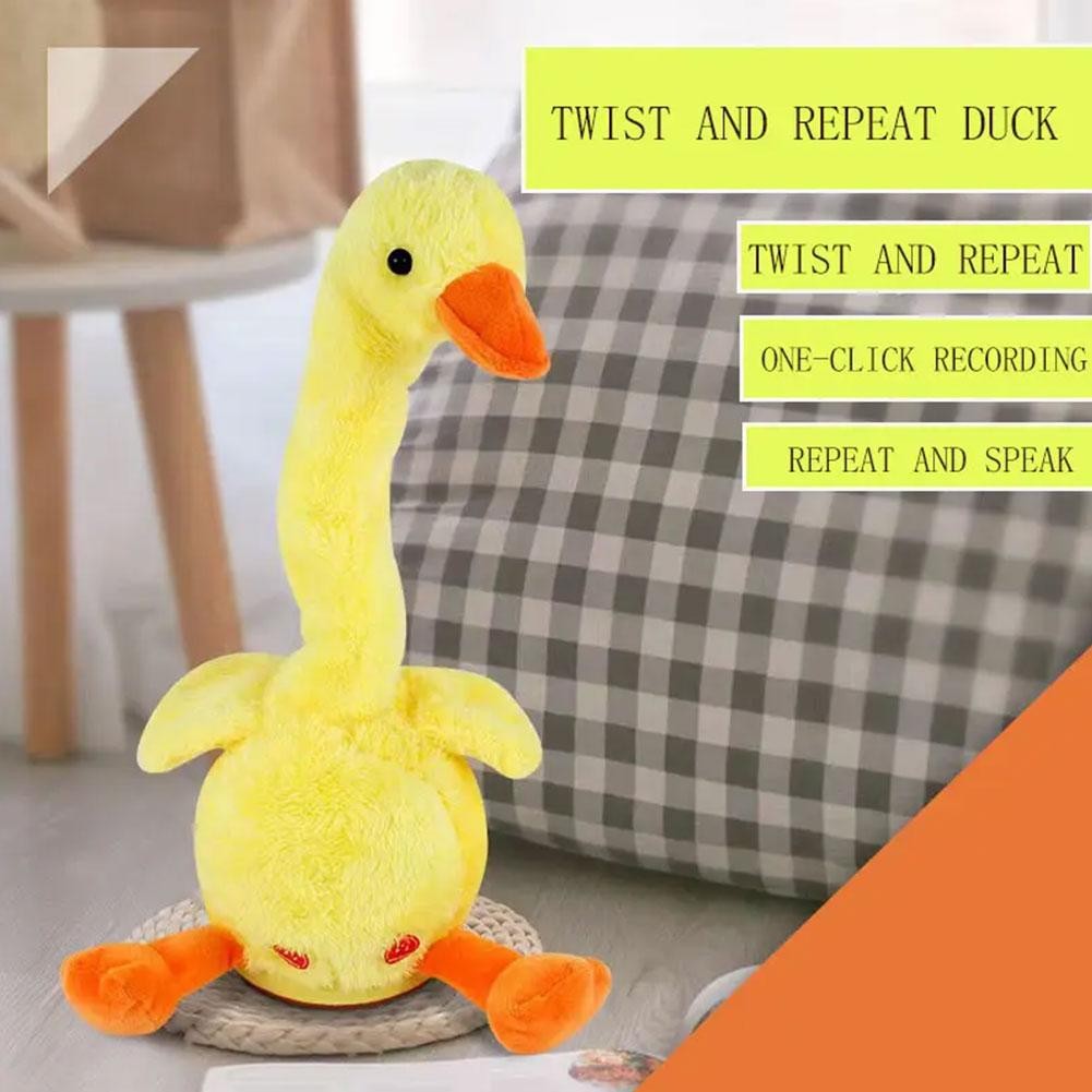 Soft Plush Talking Duck Doll Battery Powered Dancing Reading Cute Toys ...