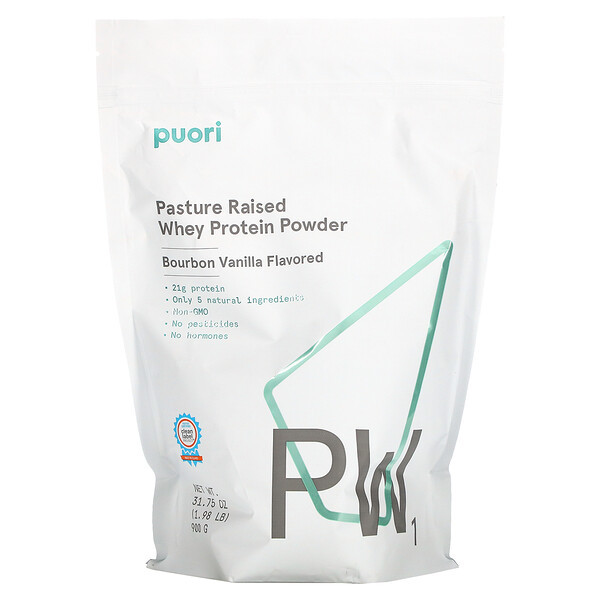 Puori, PW1, Pasture Raised Whey Protein Powder, Bourbon Vanilla, 1.98 ...