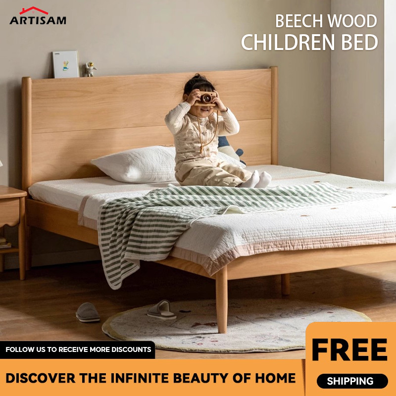 Children's Bed Solid Wood Soft Pack Bed For Boys And Girls Princess Bed ...