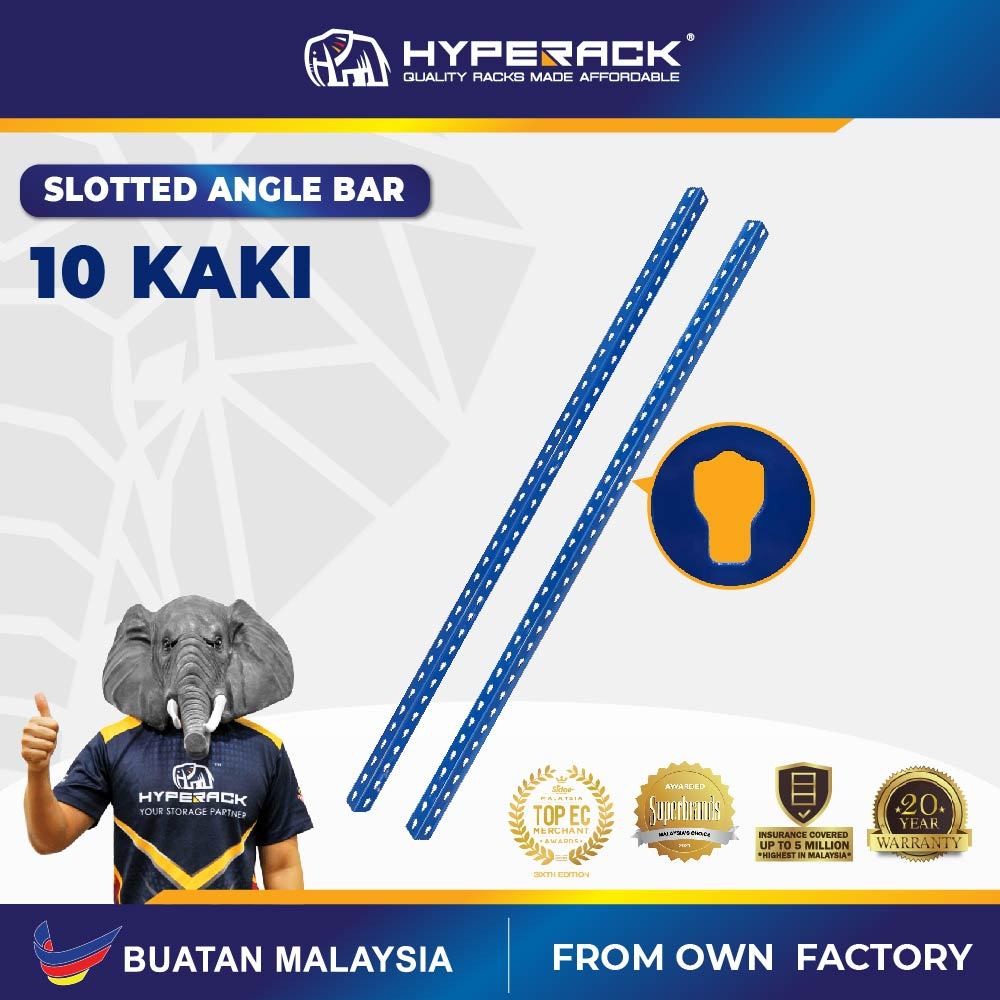HYPERMORE [High Quality] Rak Besi Slotted Angle Bar Upright 10 kaki ...