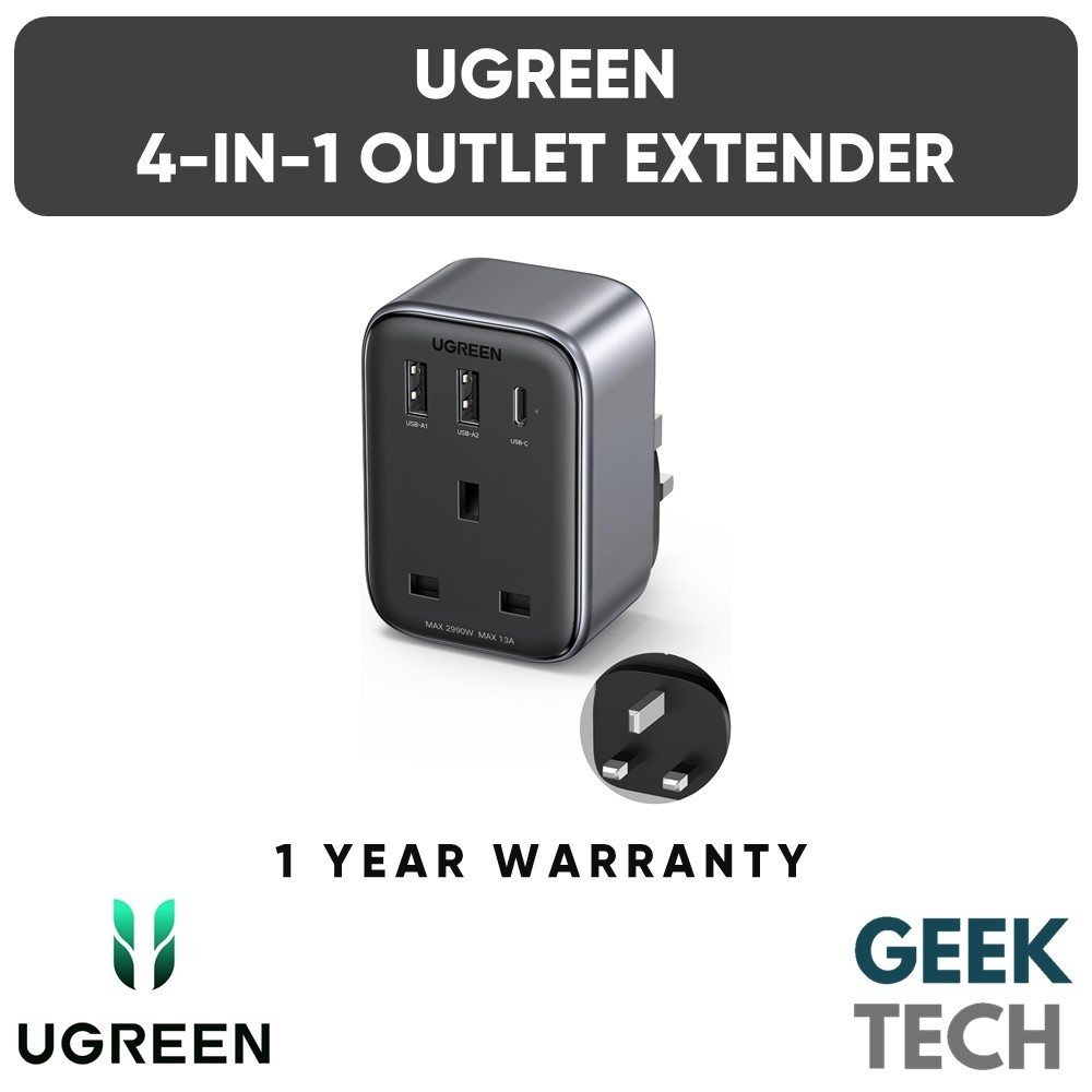 UGREEN 30W GaN PD 4-in-1 USB-C Outlet Extender PD Charger Adaptor UK ...