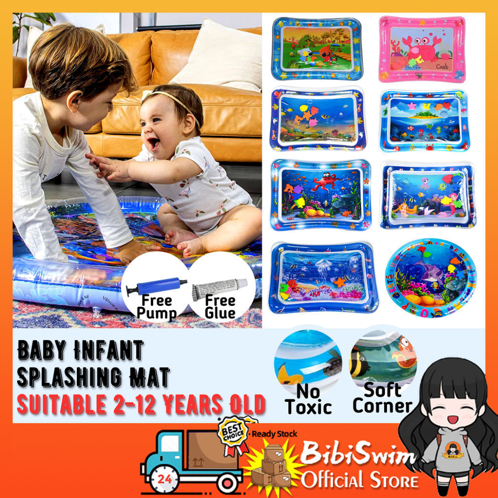 BIBISWIM Premium Inflatable Tummy Time Mat Water Play Mat for Infant ...