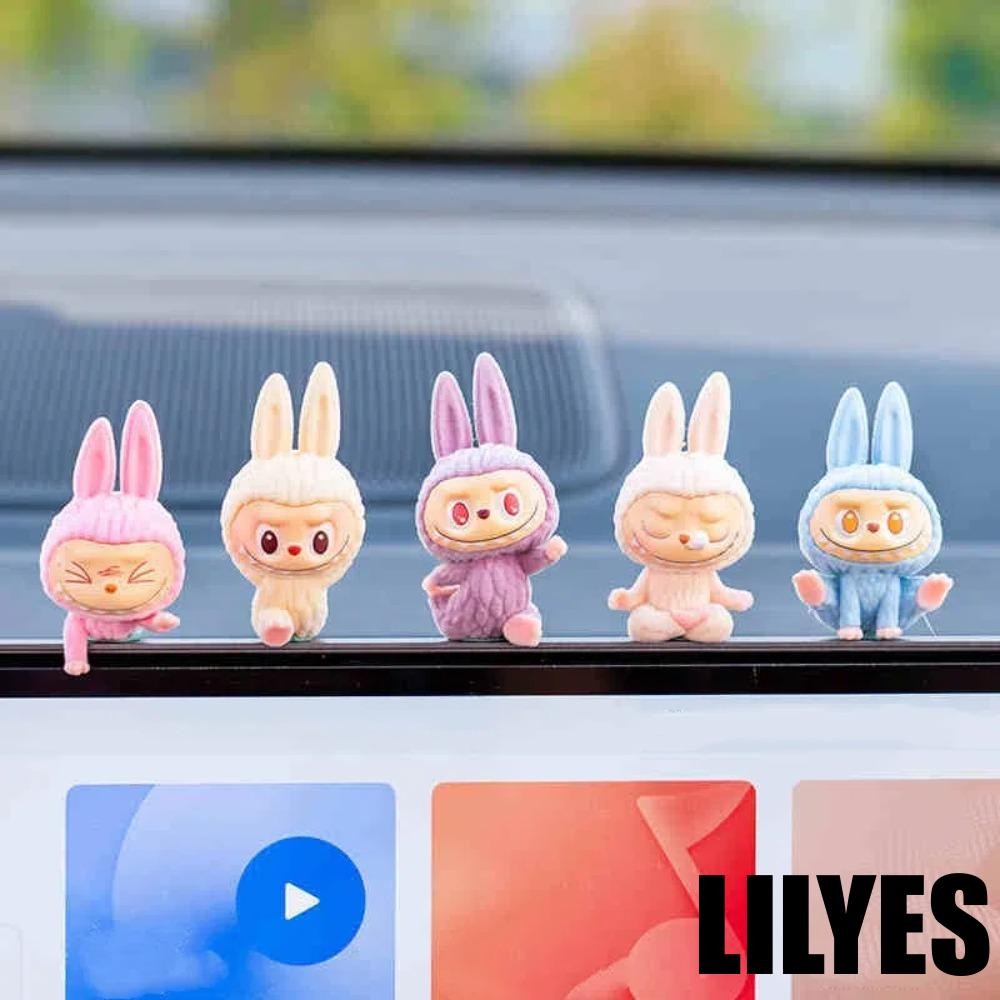 LILYES Flocking Labubu Key Ring, Waterproof Sparkling Lazy Yoga Labubu ...