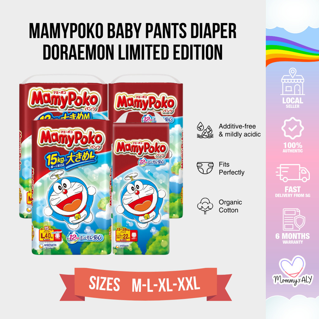 MamyPoko Baby Pants Diaper - Soft Touch Doraemon Edition, M-XXL Size ...