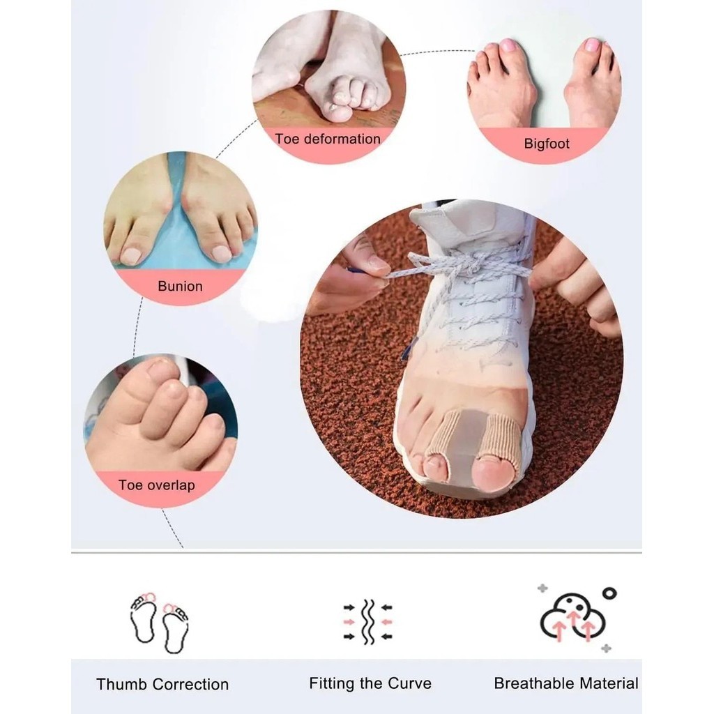 1/2Pc Two Toe Separator Hallux Valgus Bunion Corrector Orthotics Feet ...