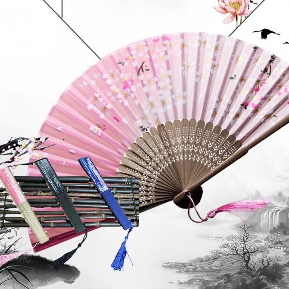 42 Styles Chinese Hand Fan with Bamboo foldable fan Wedding Hanfu Dance ...
