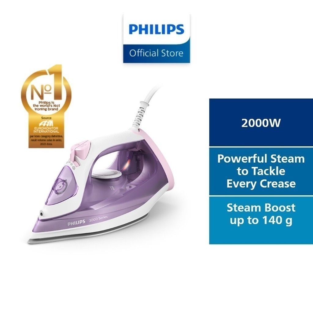 PHILIPS 3000 Series Steam Iron - DST3010/30, 2000W, 300ml water tank ...