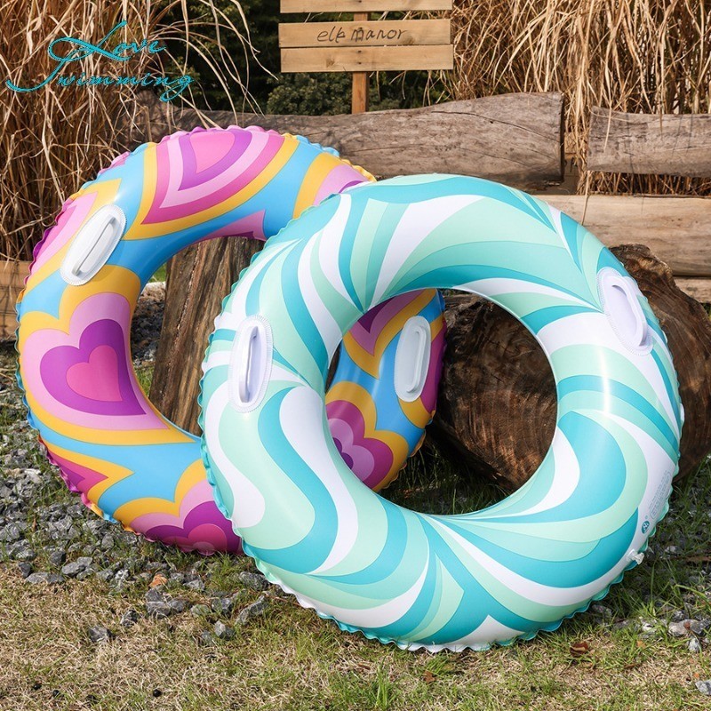 Water Ripple Printed Inflatable Swimming Ring Inflatable Pool Float for ...